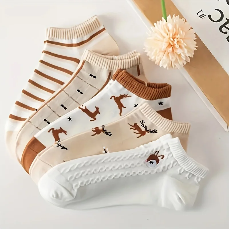 5-pairs-of-women-s-summer-short-white-socks-thin-socks-cute-fashion ...