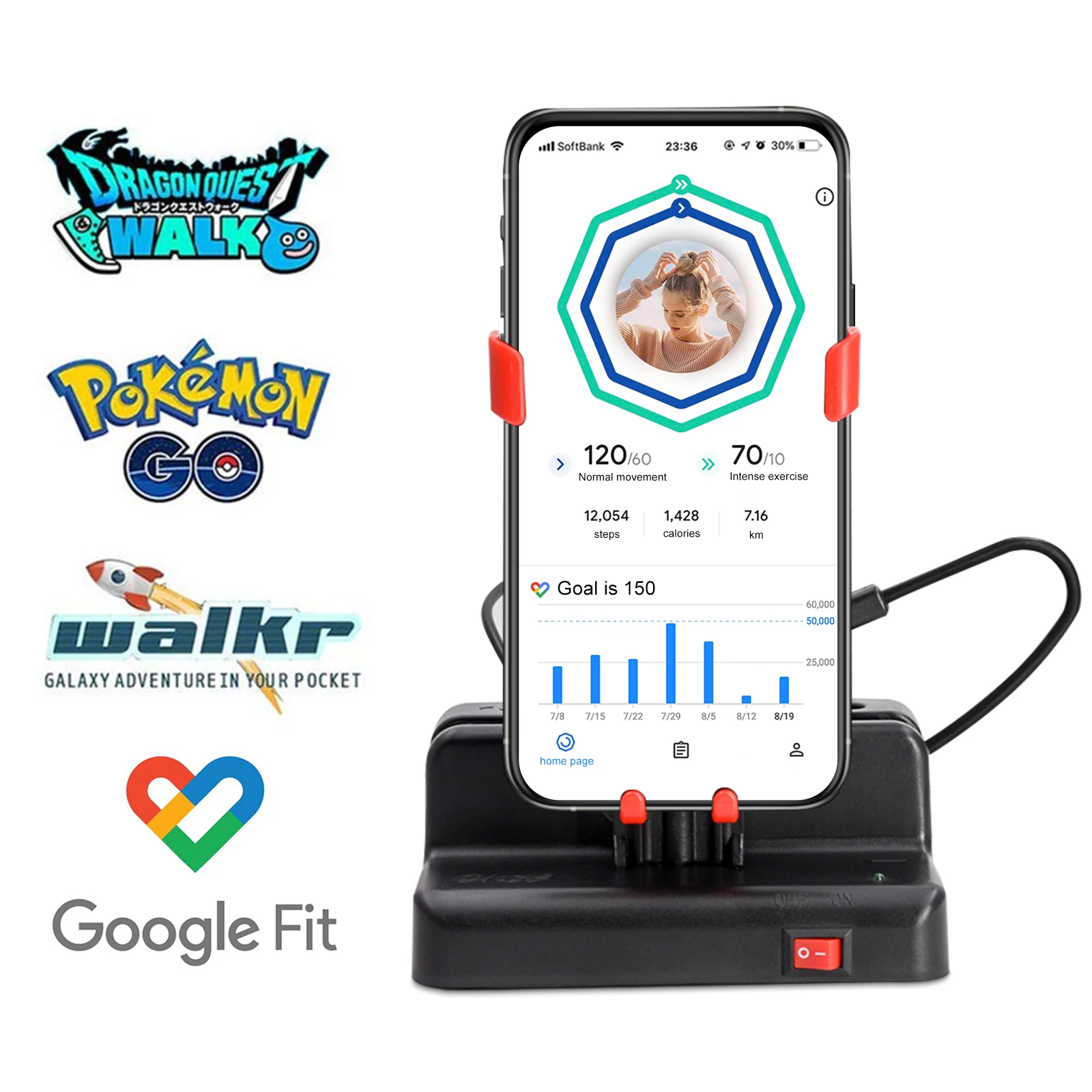 Lefon-Phone-Stand-Shaker-Walking-Swing-Pedometer-Automatic-Brush-Step ...