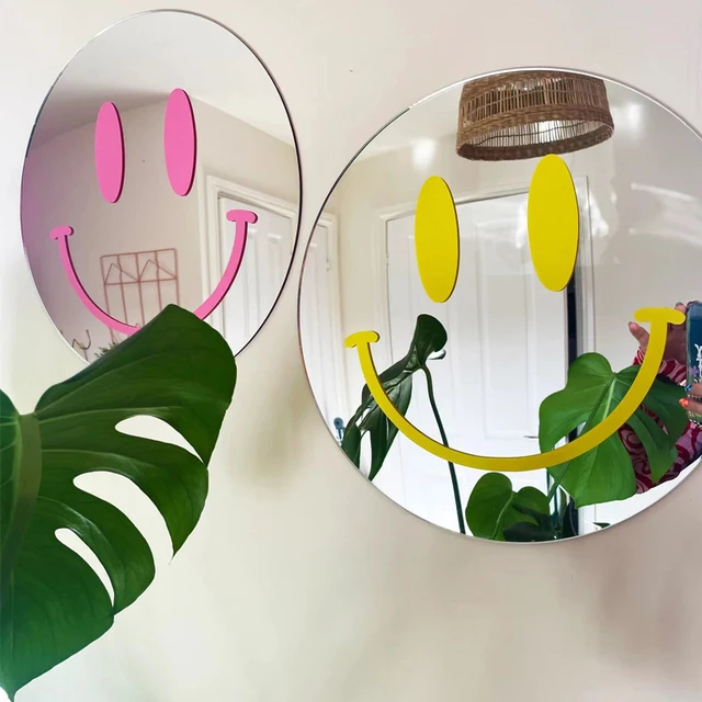 Happy Smile Mirror Acrylic Large Flower Colorful Mirror Living Room ...