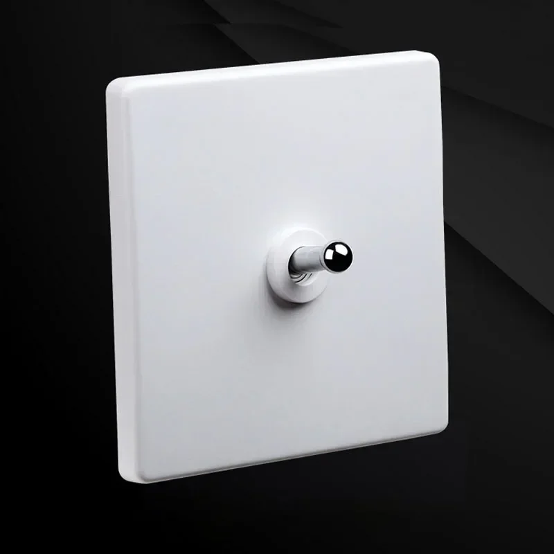 86 Type Retro White Wall Lamp Silver Lever Toggle Switch 1-4 Gang 2 Way ...