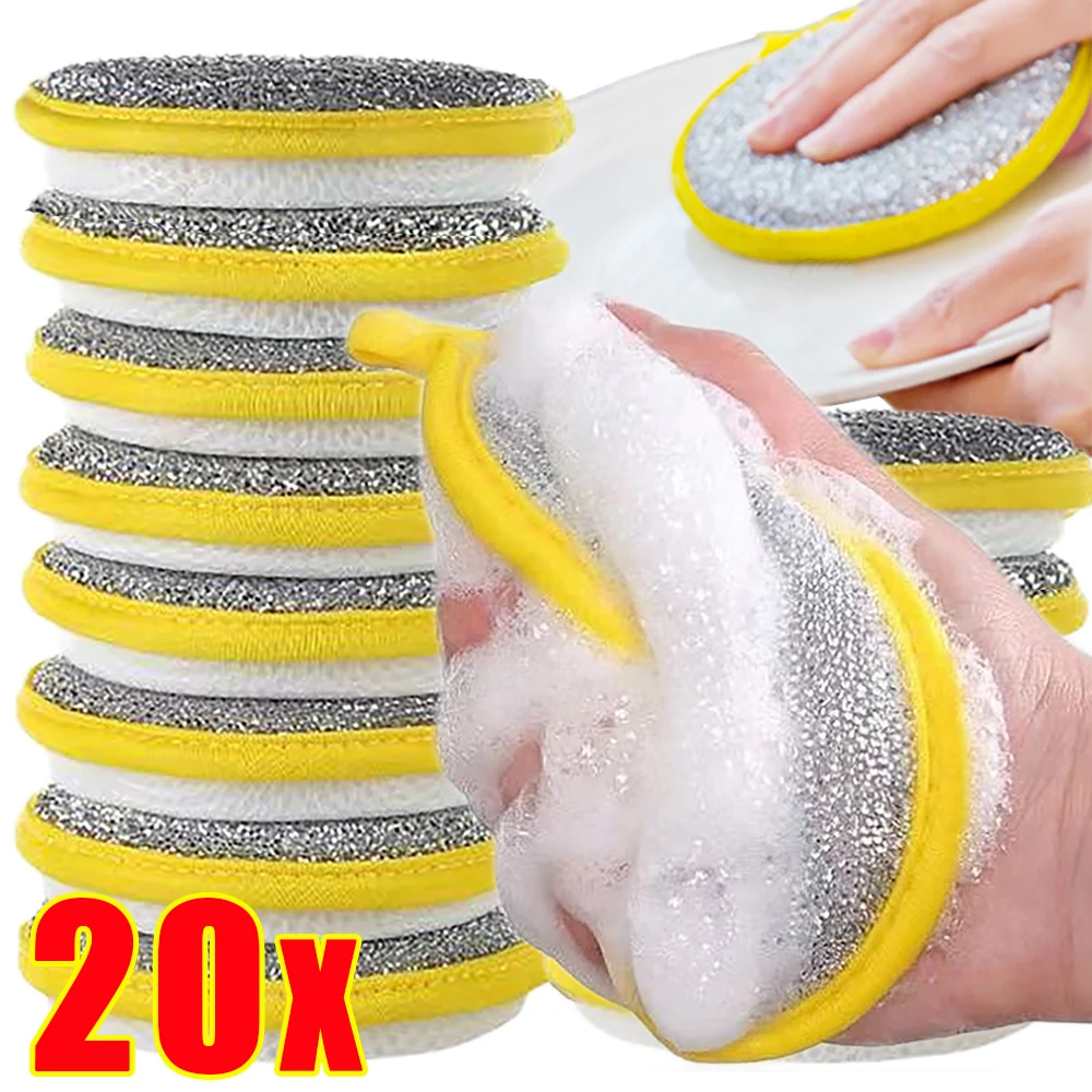 20-5PCS-Kitchen-Scouring-Pad-Thickened-Double-Side-Dishwashing-Sponge ...