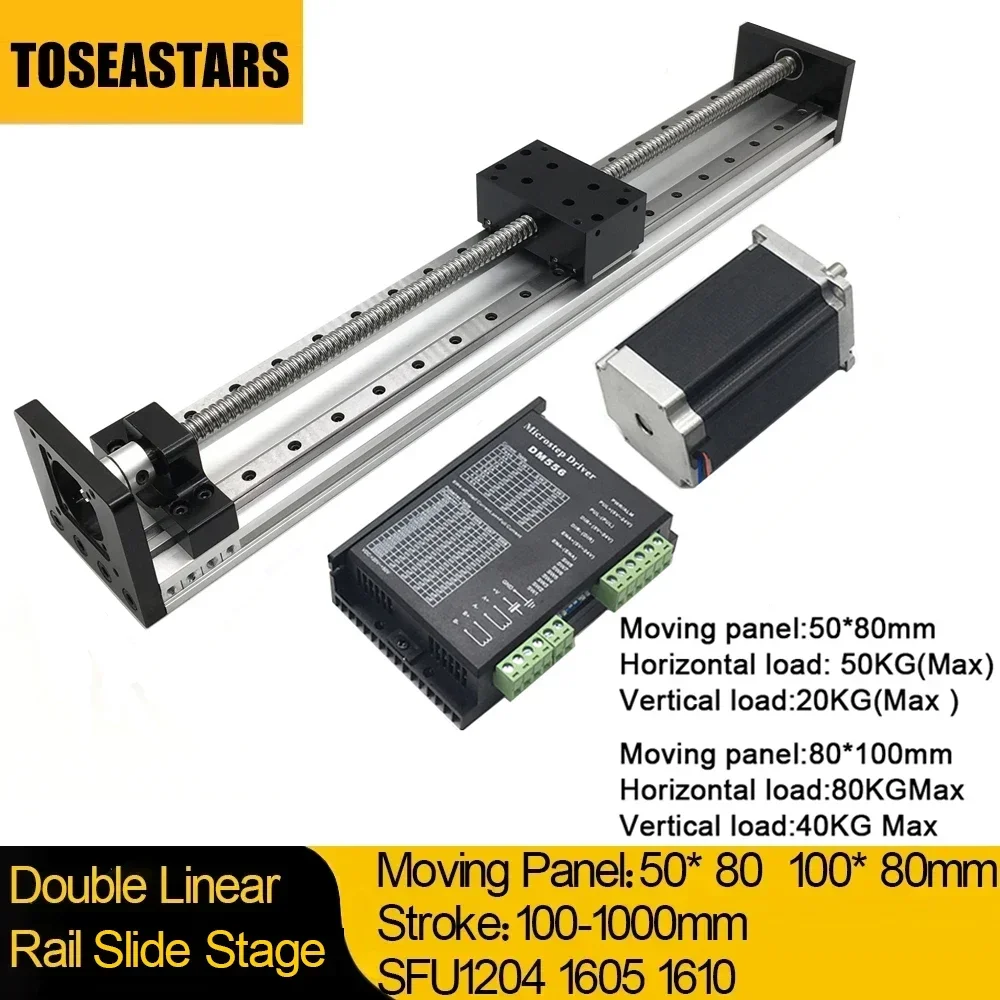 Linear-Guide-Rail-Slide-Stage-Double-Linear-Rail-XYZ-Axis-100-1200mm-Stroke-BallScrew-SFU1204 ...