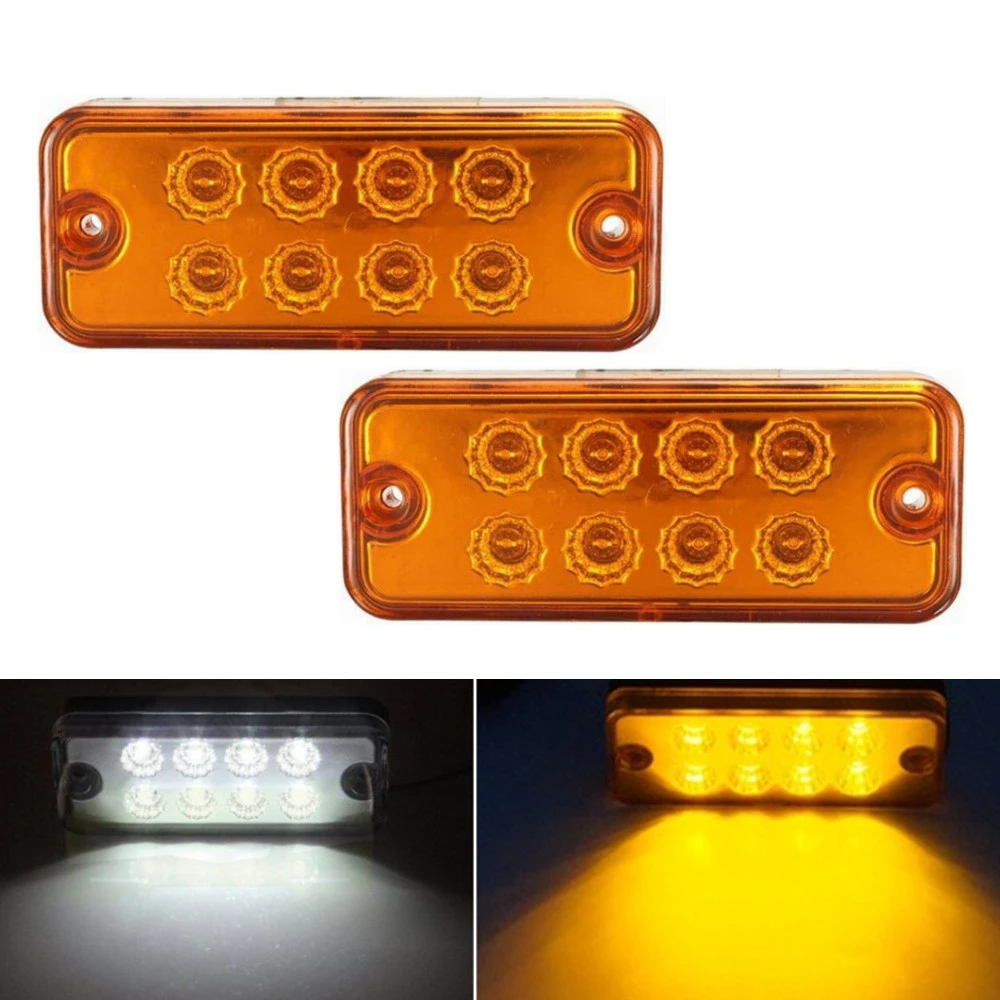 2pcs Side Marker Trailer 24v Truck Clearance Lights Van Light Warning ...