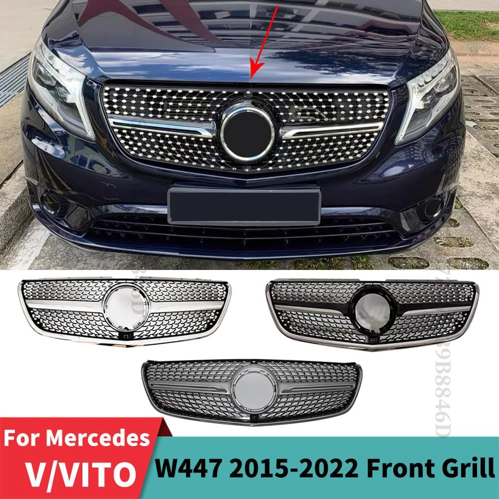 Diamond Style Front Grille Racing Bumper Grill Facelift For Mercedes ...