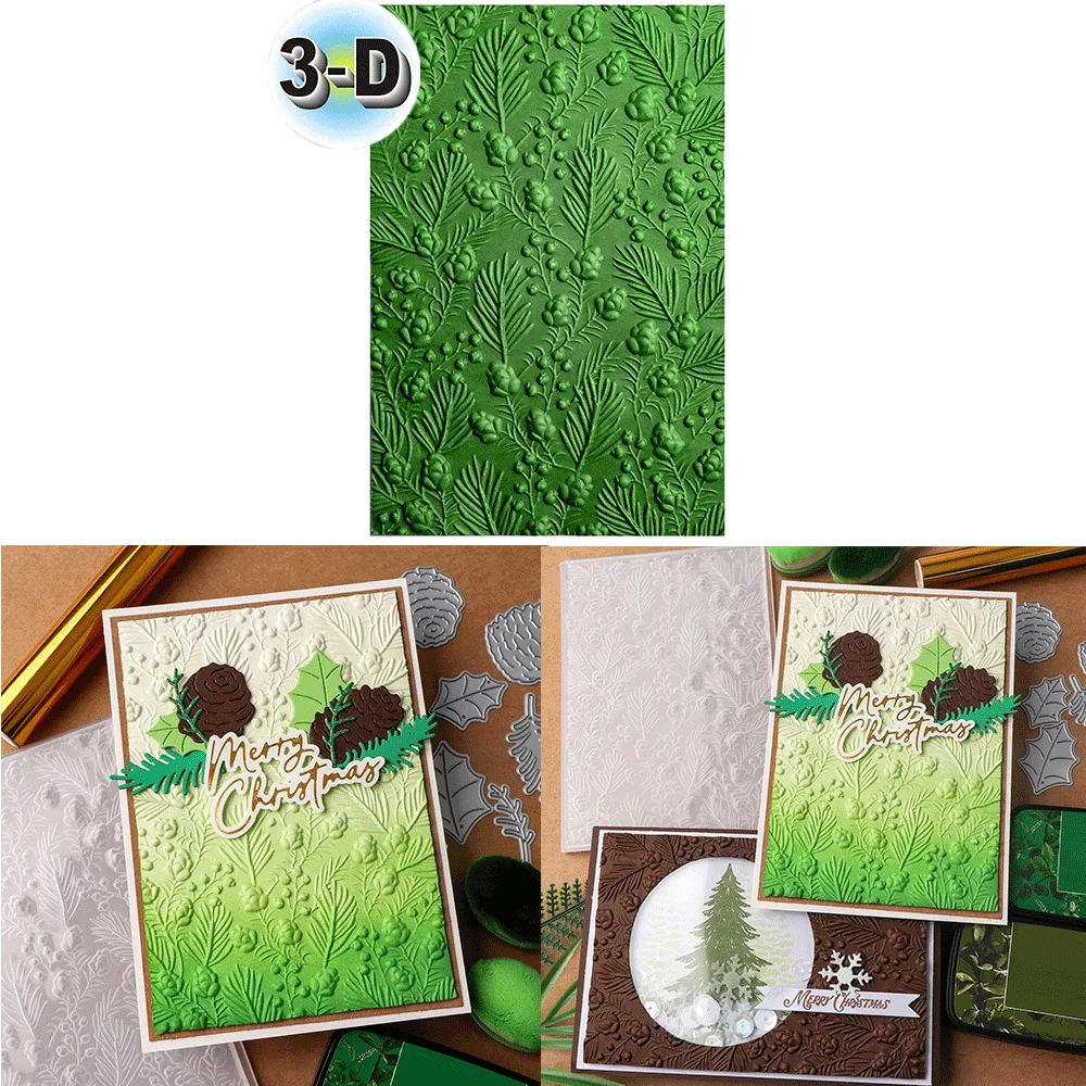 Christmas leaf fruit 3D Embossing Folder and Matching Dies for Adding ...