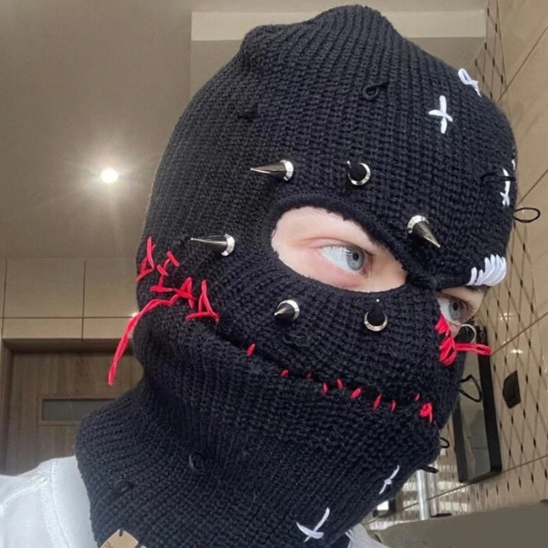 Halloween Balaclava Distressed Knitted Full Face Funny Balaclava ...