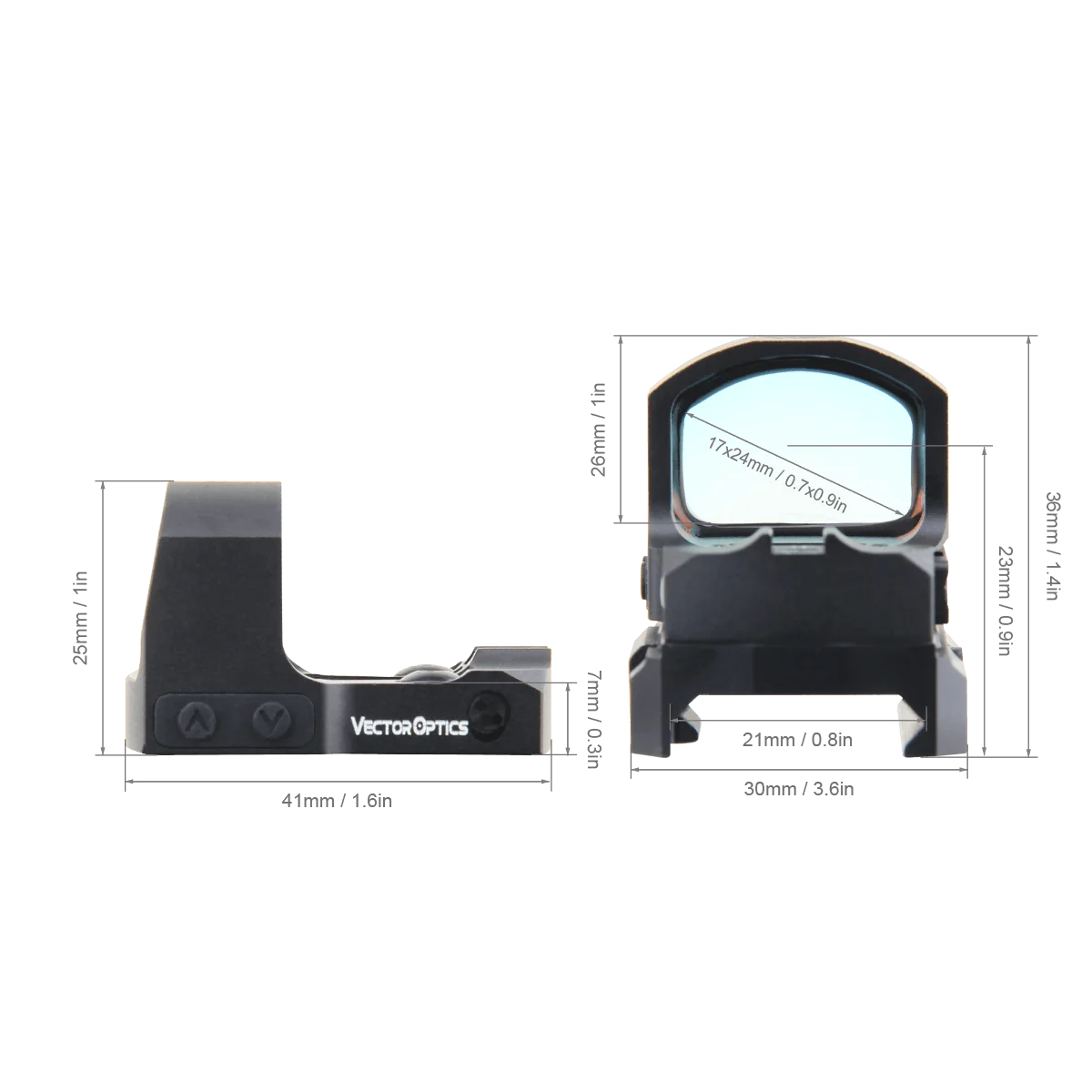 Vector Optics Frenzy-S 1x17x24 SAS Bateria Czujnik Ruchu G2C G17 G19 ...