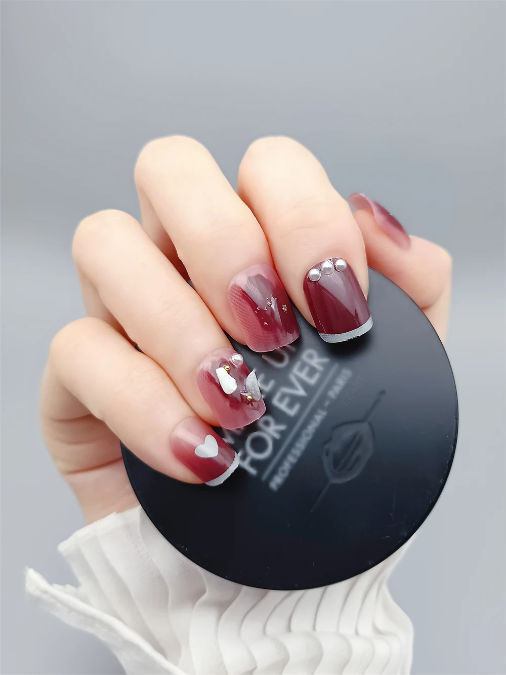 maroon french tips - Smash Happyness