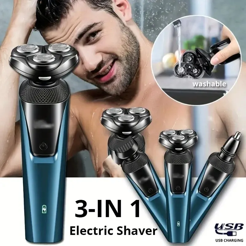 3-In-1-Three-head-Shaver-Set-Men-s-Electric-Washable-Shaver-USB ...