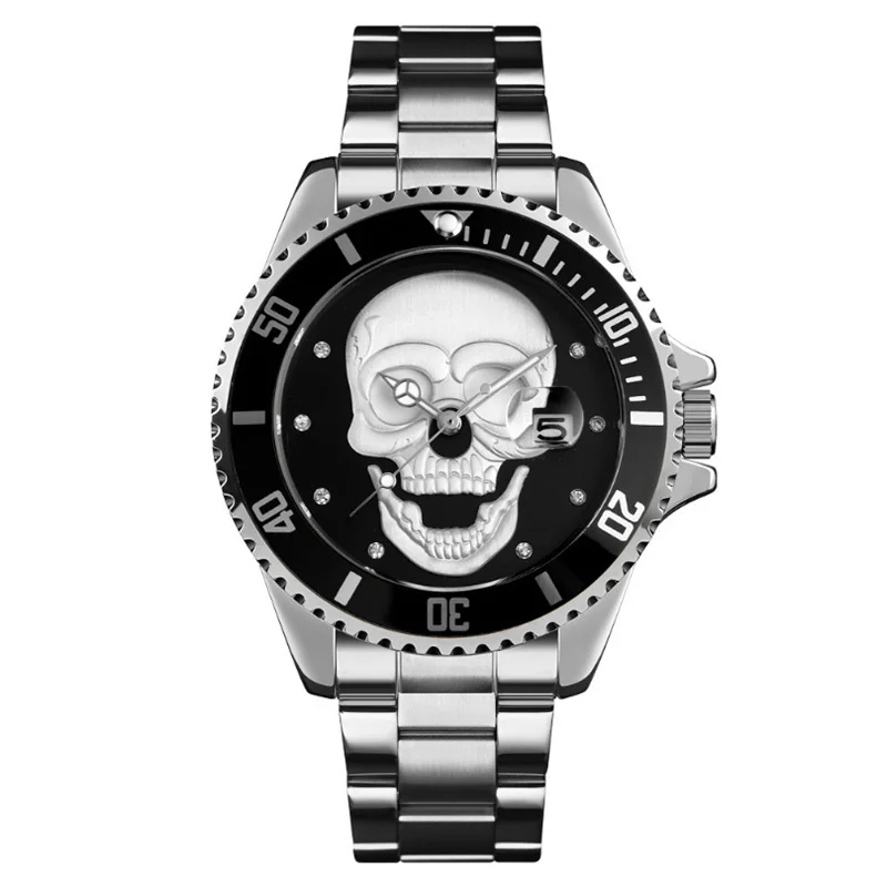 New Fashion Skull Watch Men Skeleton Luxury Stainless Steel Luminous ...