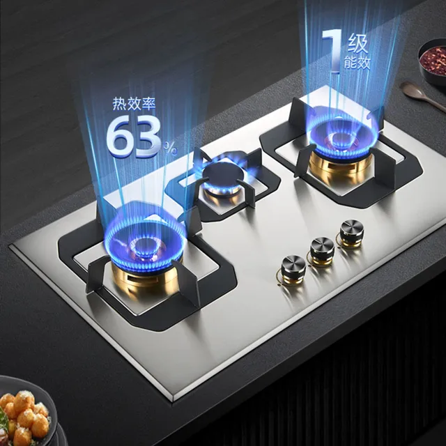 BOMADON Built-in Gas Cooker Stainless Steel 3 Burner Stove for Kitchen ...