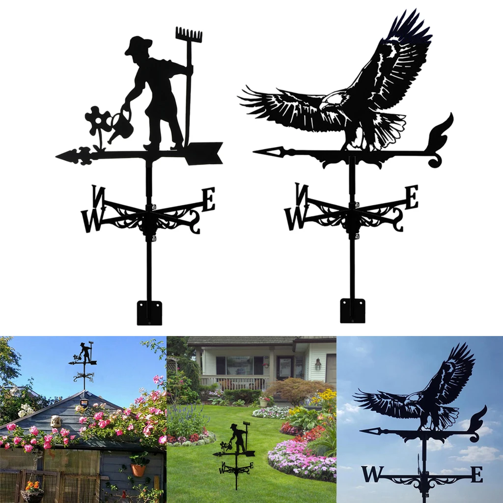 Iron-Weathervane-Roof-Wind-Direction-Black-Metal-Weather-Vane-Garden ...