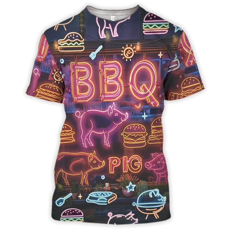 Grill Party Graphic T Shirts Barbecue Pork T Shirt For Men Clothes ...