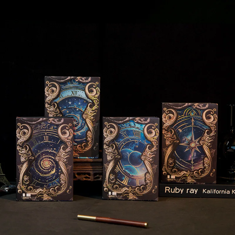 Notebook-Ilustrado-Colorido-Retro-Rel-gio-C-smico-Hot-Stamping-Capa ...