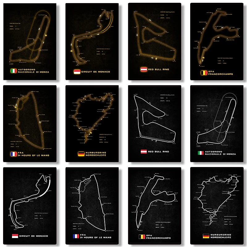 F1 Track Circuit Canvas Wall Art | F1 Circuit Wall Decoration | Formula ...