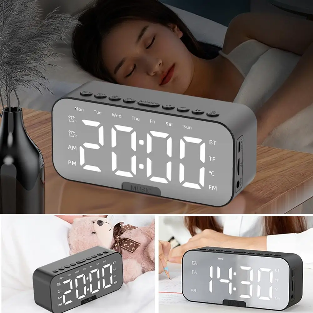 Bluetooth-compatible-Sound-System-Desktop-Alarm-Clock-Clock-Premium ...