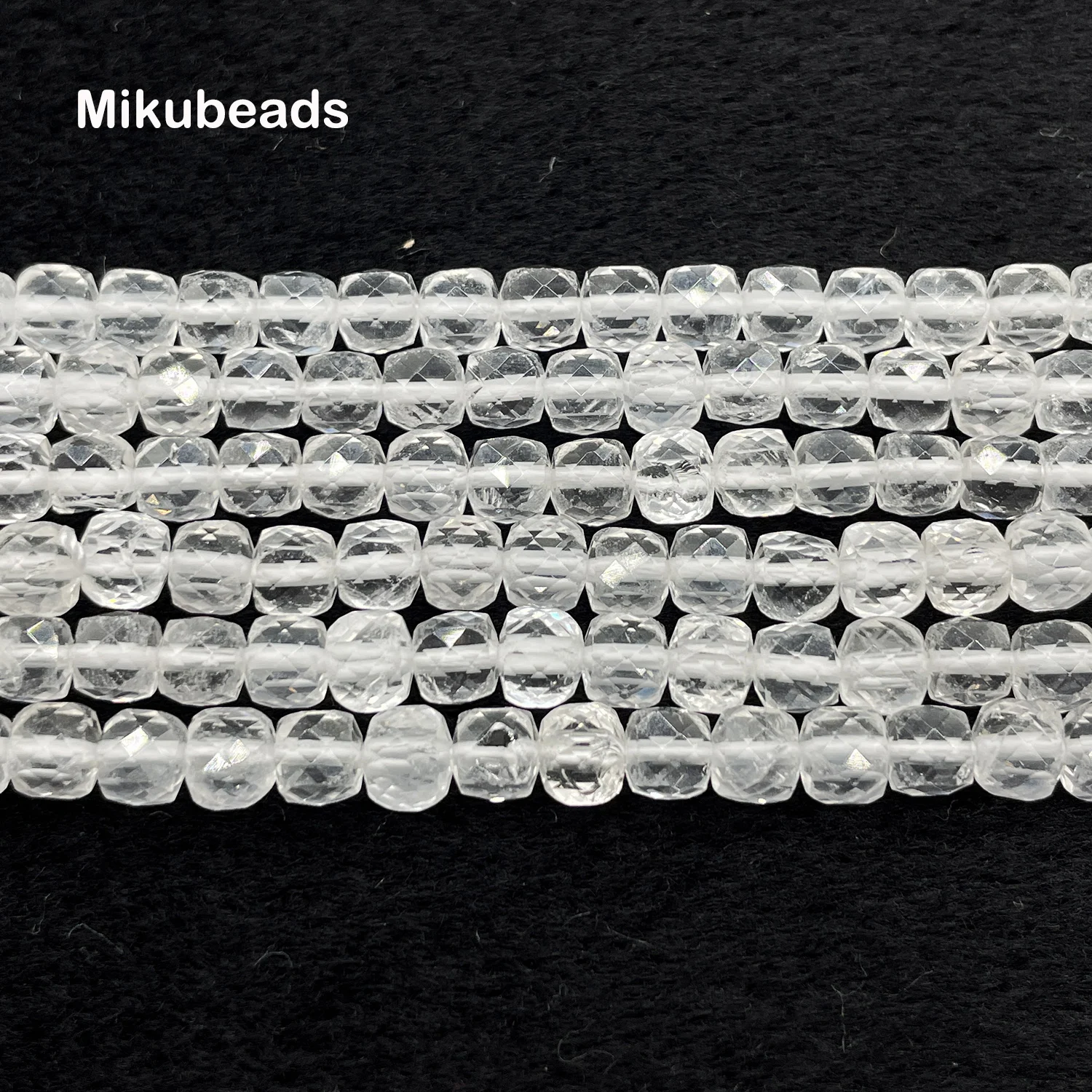 Wholesale Natural White Quartz Crystal 4.5mm Faceted Cube Loose Beads ...