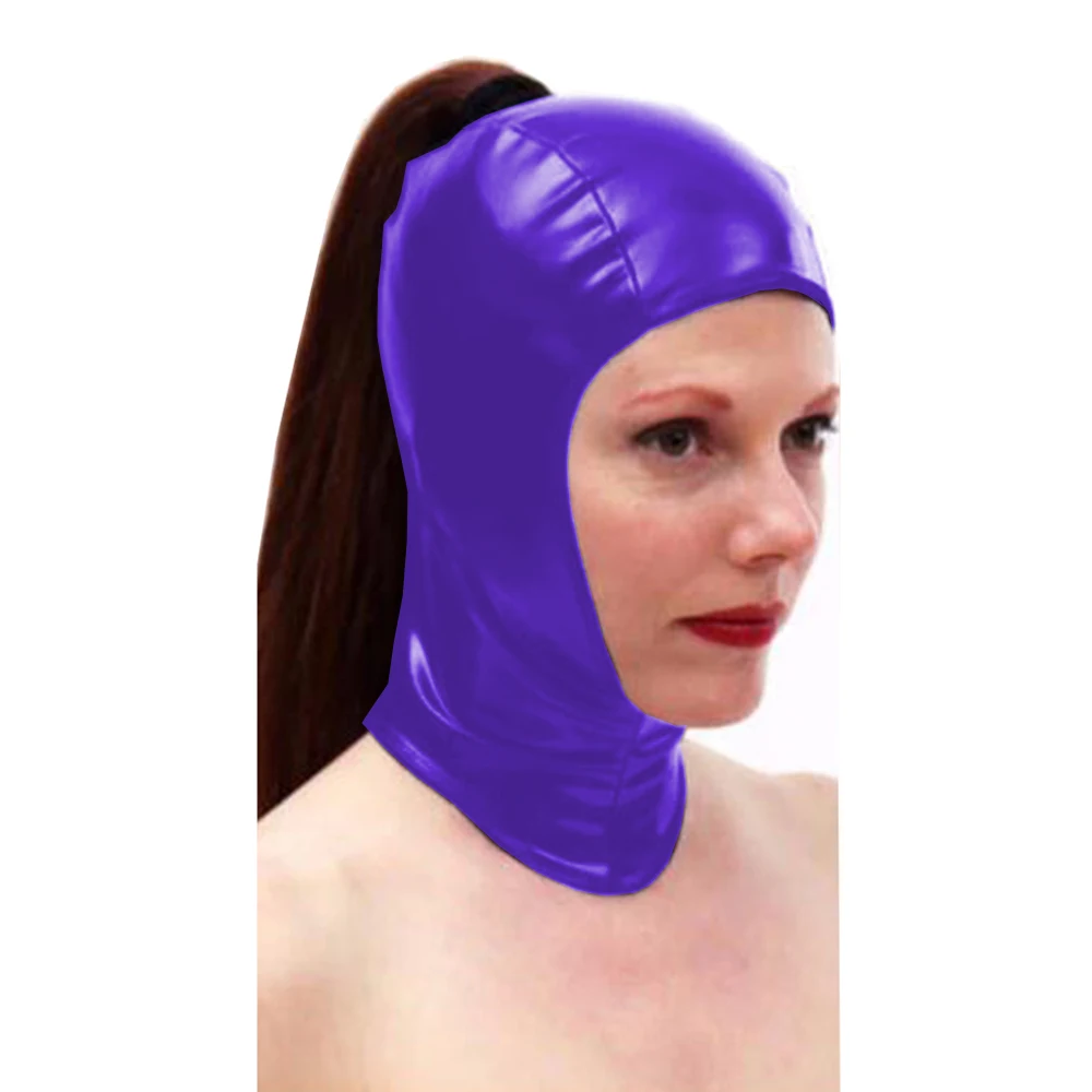 Latex Look Hood PVC Faux Leather Mask Handmade Open Face Sexy Halloween ...