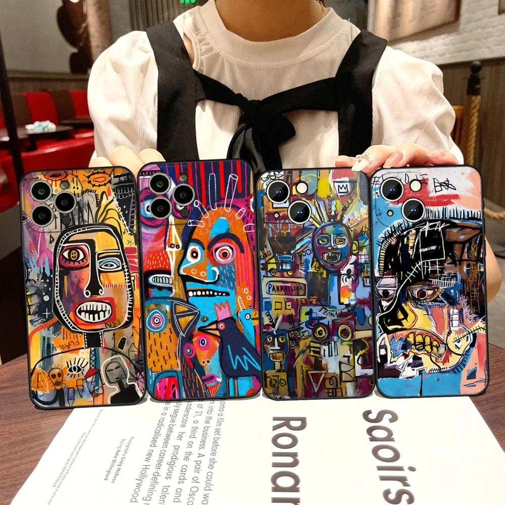 B-Basquiat Art Graffitis Phone Case For Iphone 15 Pro Max 14 Pro 16 ...