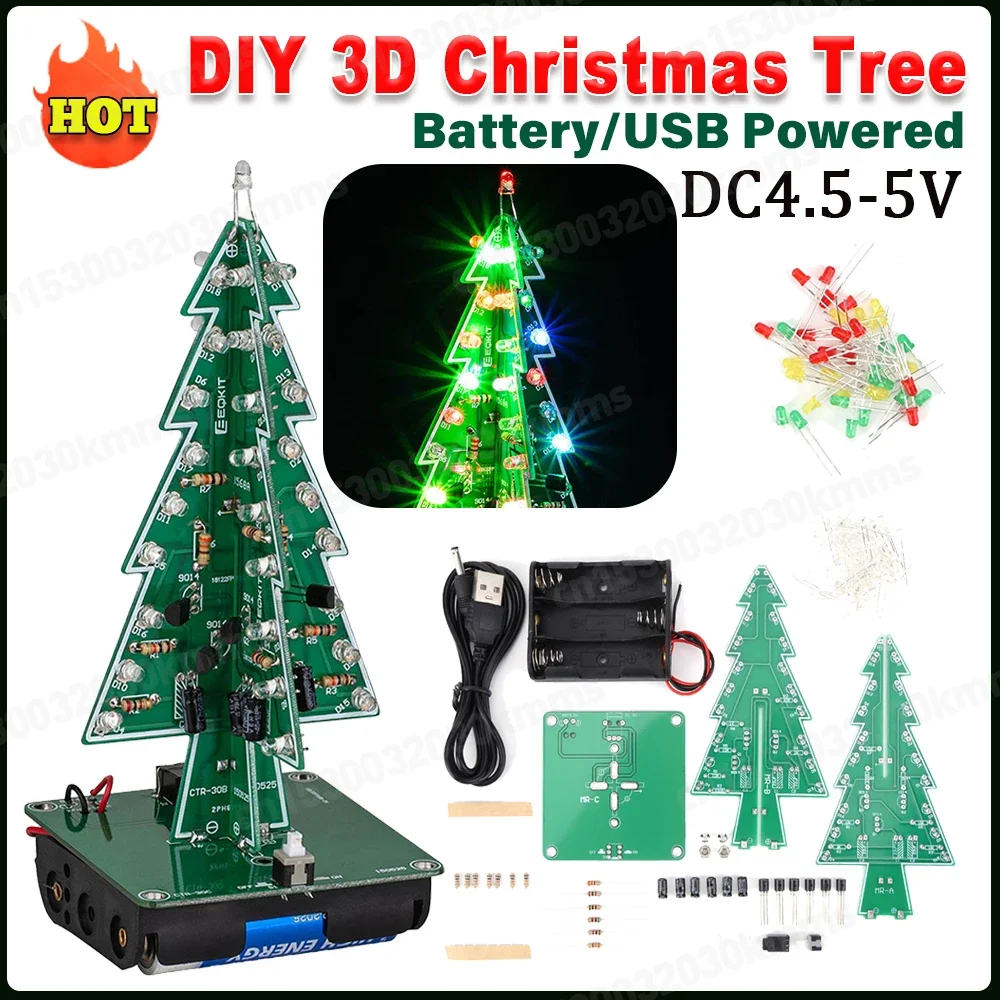 DIY-3D-Christmas-Tree-Soldering-Practice-Electronic-Science-Assemble ...
