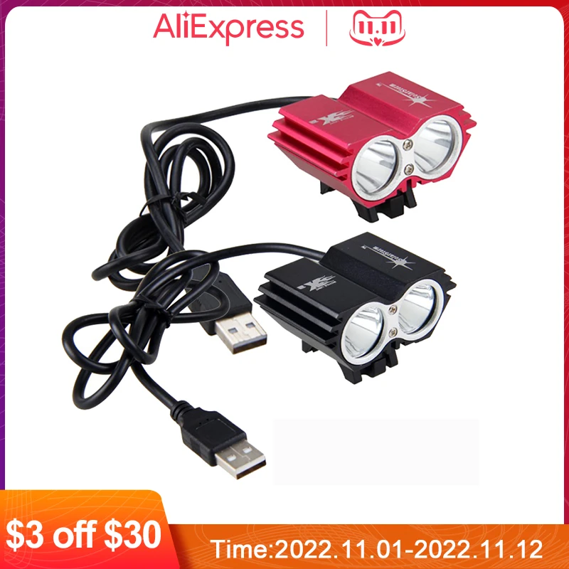 Waterproof Usb Bike Light 8000lm 2 X T6 Led Front Bicycle Headlight Dual Lamps For Cycling No ...