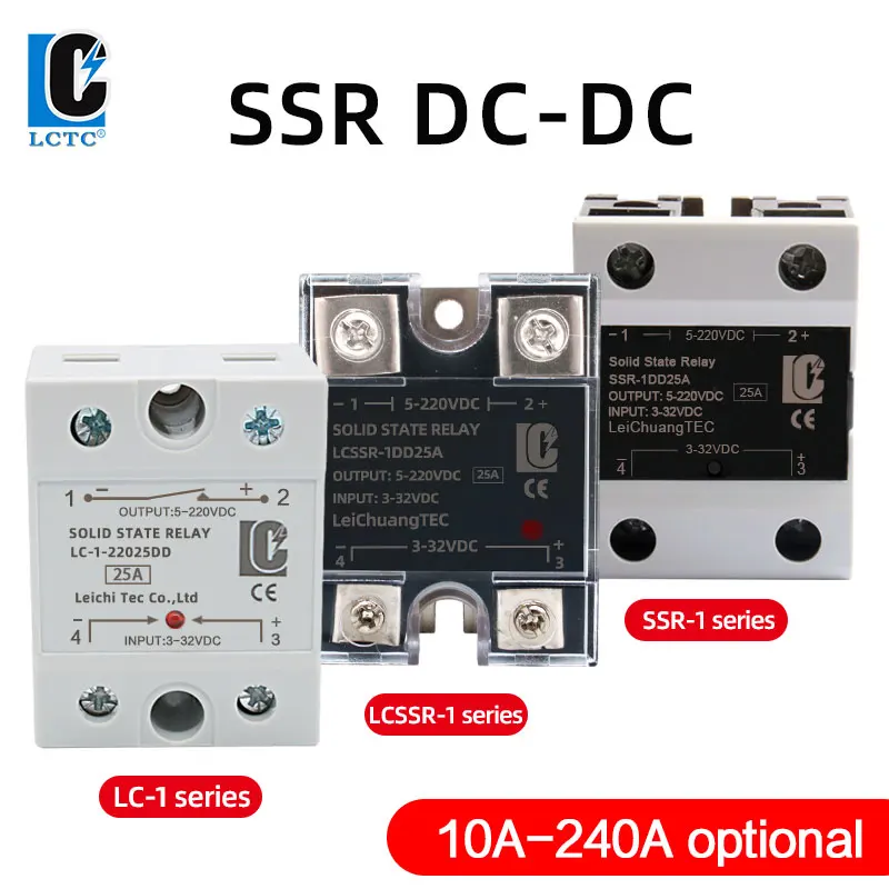 Relé de estado sólido SSR 10DD 25DD 40DD 60DD 80DD 100DD 120DD 200DD 240DD control DC SSR 5VDC ...