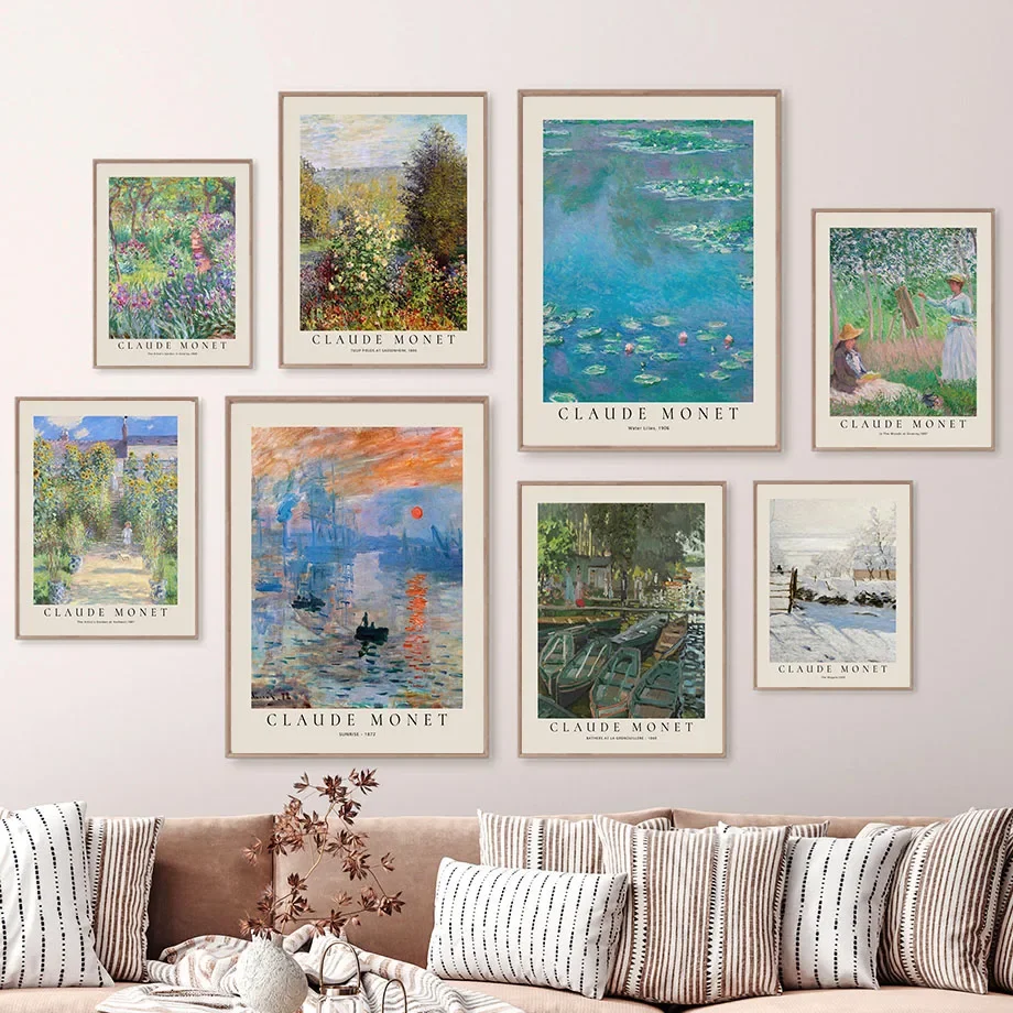 Scandinavian Classic Vintage Wall Art Claude Monet Abstract HD Canvas ...