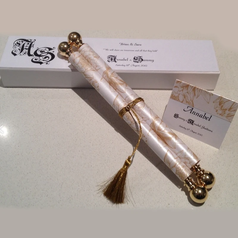 SSD-200Pcs-Plated-Gold-Quality-Invitation-Scrolls-Metal-Ball-Metal-Rod ...