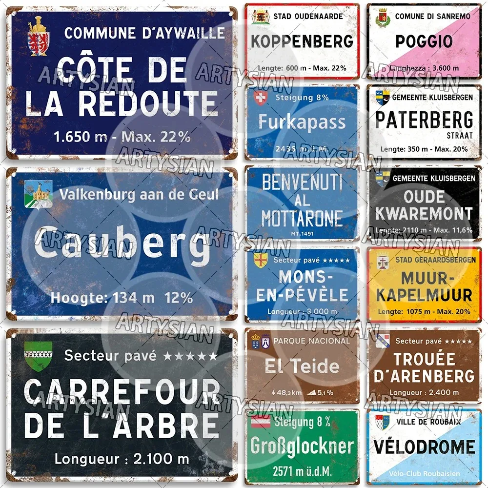 Artysian Tour De France Cycling Race Metal Plaque with Road Signs of ...