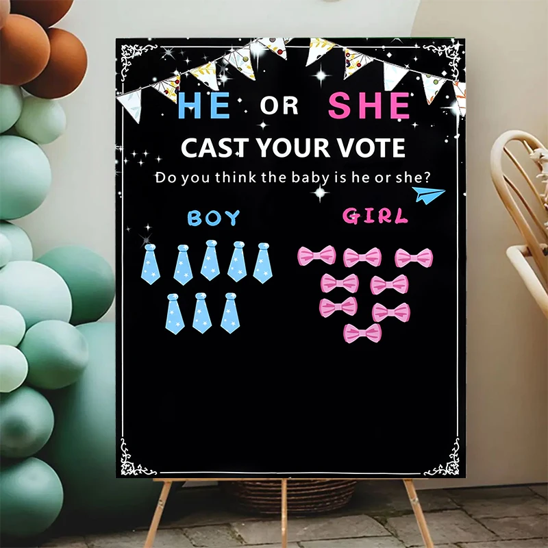 Gender-Reveal-Boy-Or-Girl-Voting-Game-Board-With-Stickers-Newborn-He-Or ...