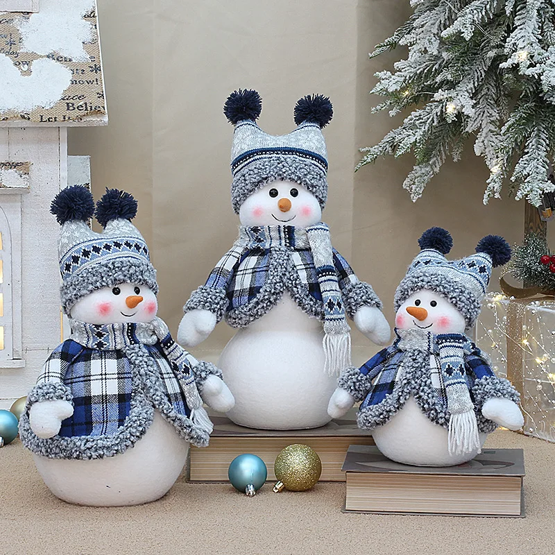 2023-New-Christmas-Decorations-Blue-Series-Snowman-Christmas-Doll-Gift ...