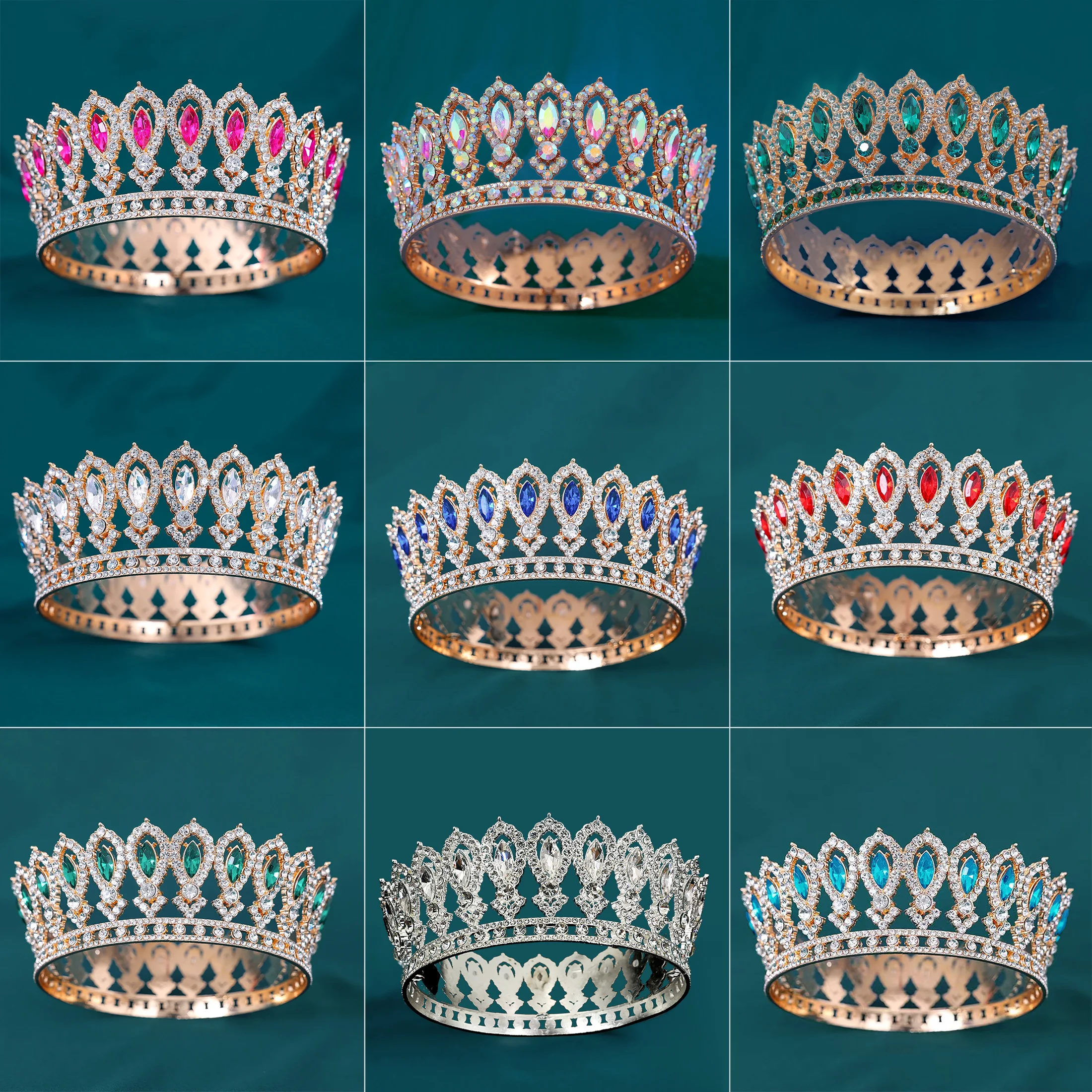Tiara nupcial Vintage barroca marquesa Rhinestone corona redonda ...