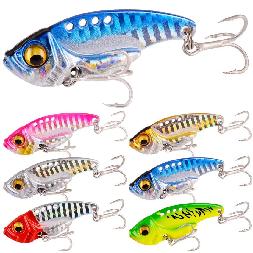6pcs Metal VIB Lure 3D Eyes Pencil Balancer Spoon Jig Painting Fishing ...