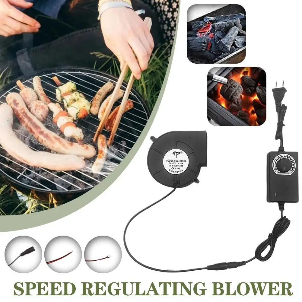 Adjustable Controller Outdoor Party Cooking Portable BBQ Fan 12V 2.94A ...