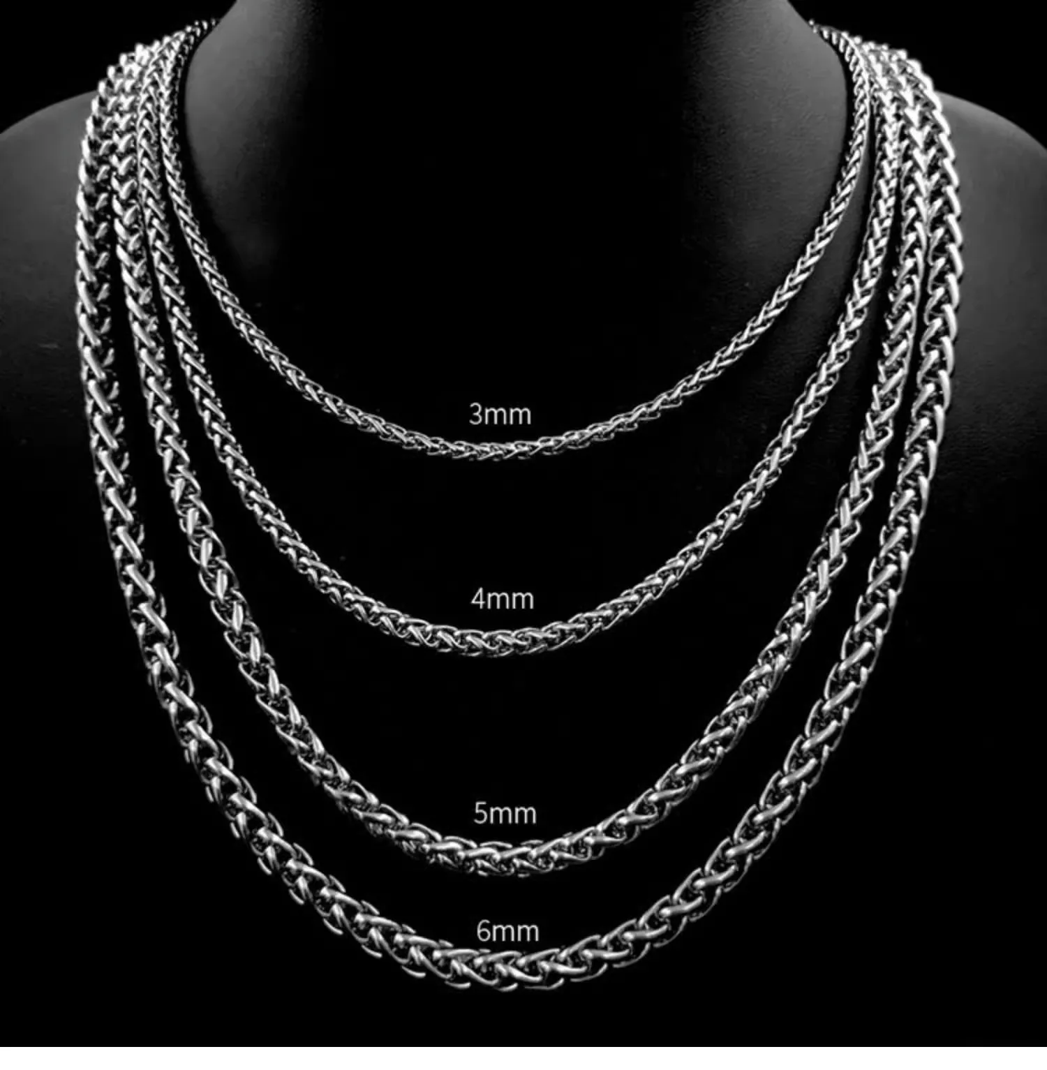 HNSP-3MM-8MM-Thick-STAINLESS-STEEL-TWIST-CHAINS-NECKLACE-FOR-MEN-Women ...