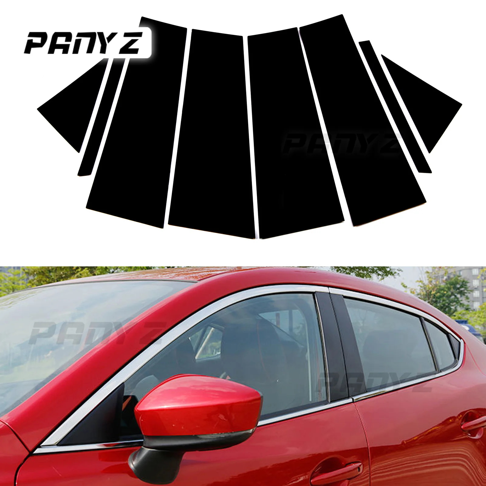 8PCS-Polished-Pillar-Posts-Car-Window-Trim-Cover-BC-Column-Sticker ...