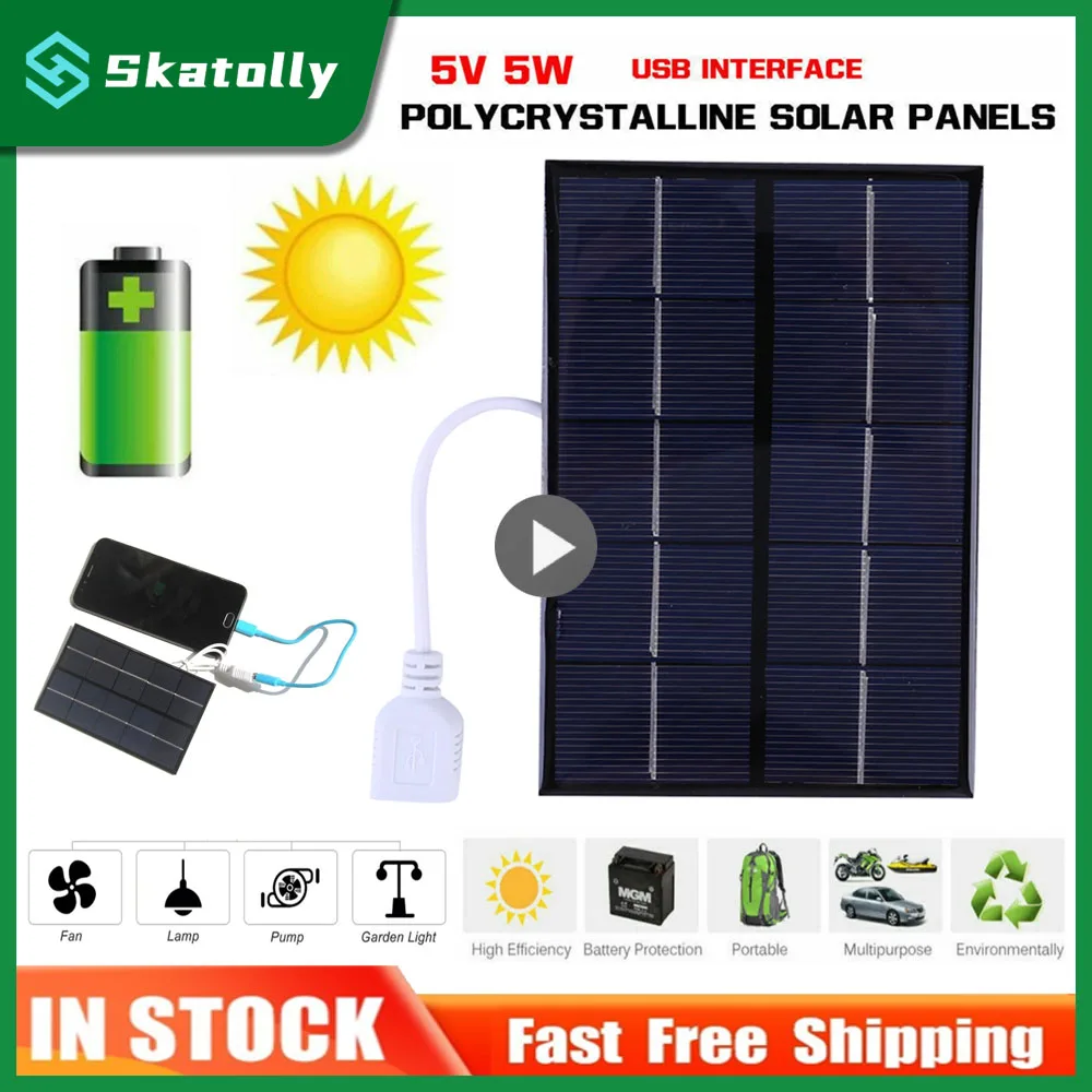USB-Solar-Panel-Outdoor-5W-5V-Portable-Solar-Charger-Pane-Climbing-Fast-Charger-Polysilicon ...