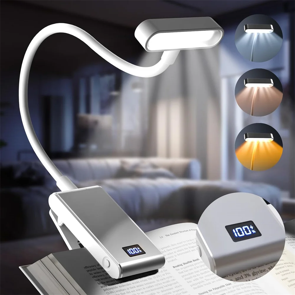Aluminum-Rechargeable-Reading-Light-3-colors-3-brightness-Clip-On-Mini ...