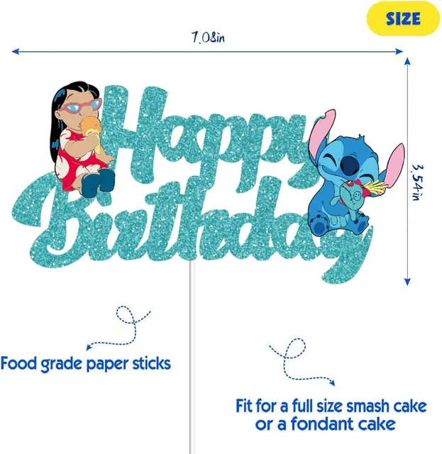 Disney Lilo And Stitch Stitch Smiling Edible Cake Topper, 40% OFF