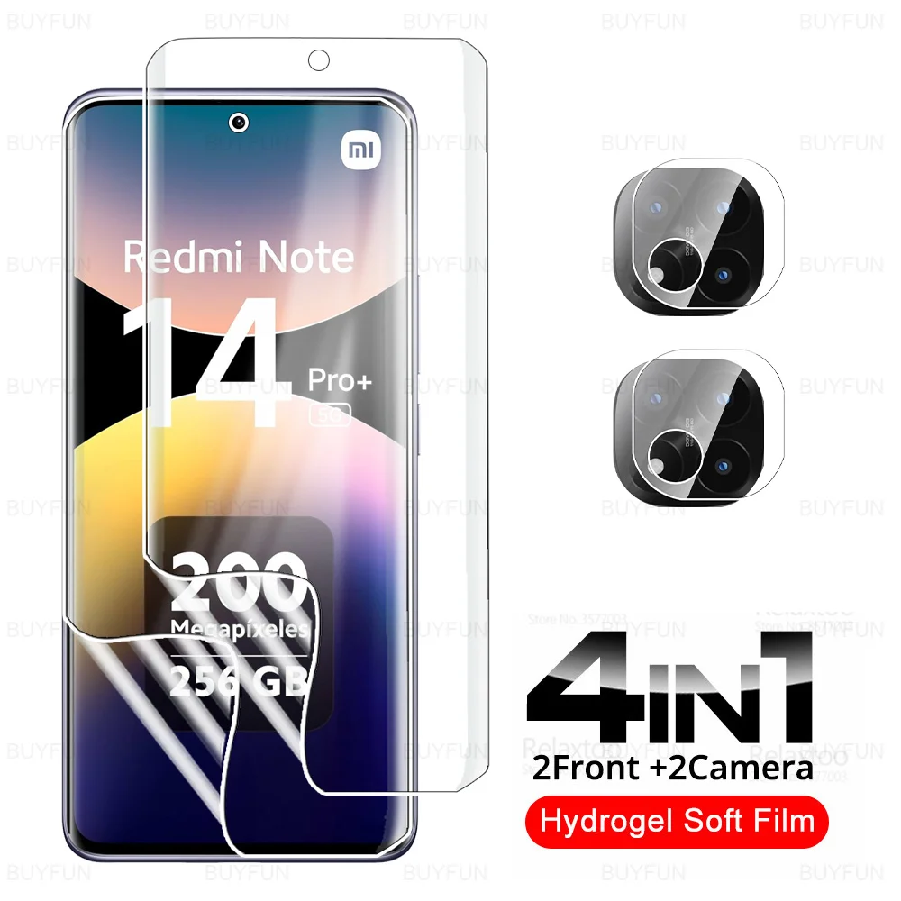 4in1 Camera Glass Hydrogel Film For Xiaomi Redmi Note 14 Pro+ Screen ...