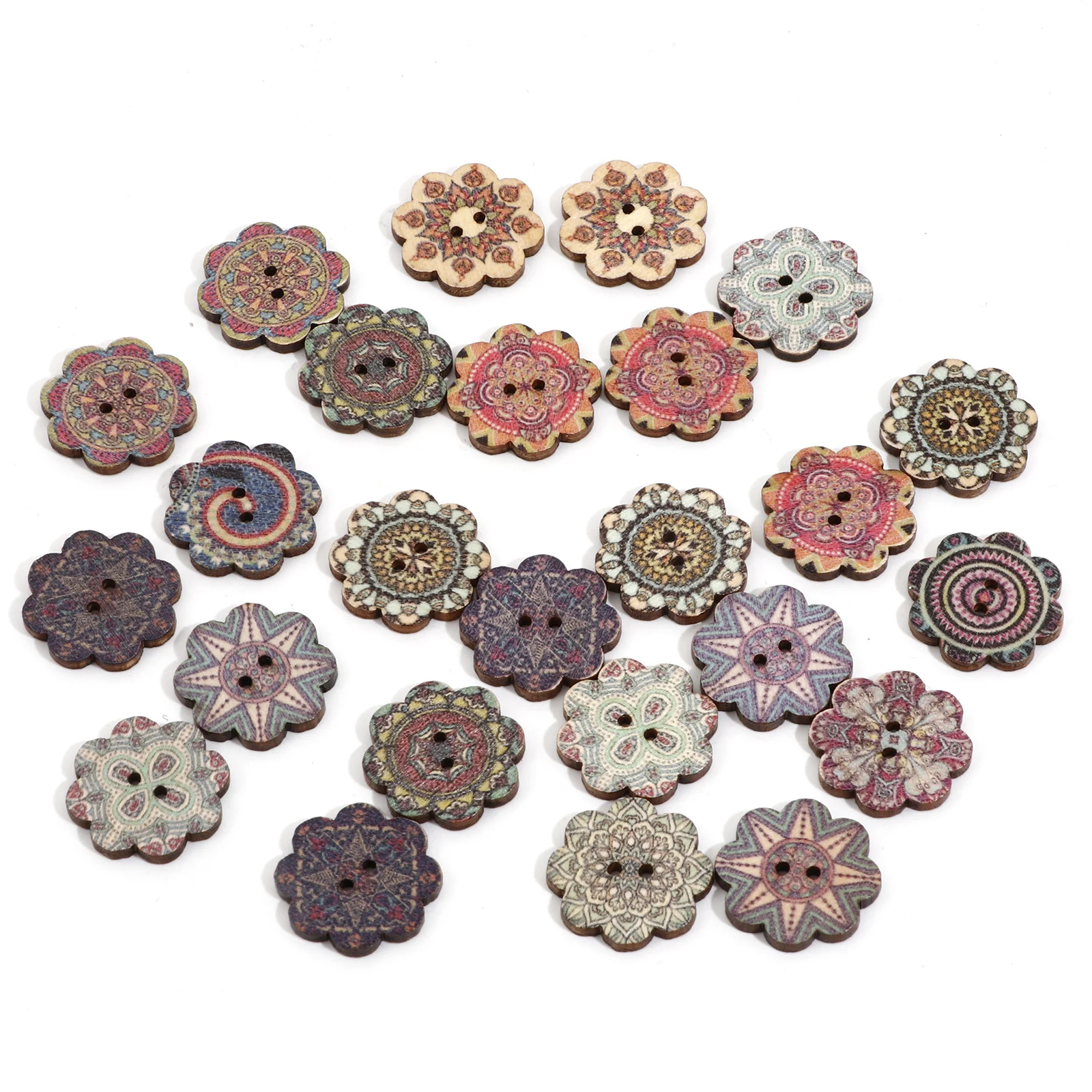 Vintage-Wood-Sewing-Buttons-Scrapbooking-2-Holes-Flower-At-Random-Color ...