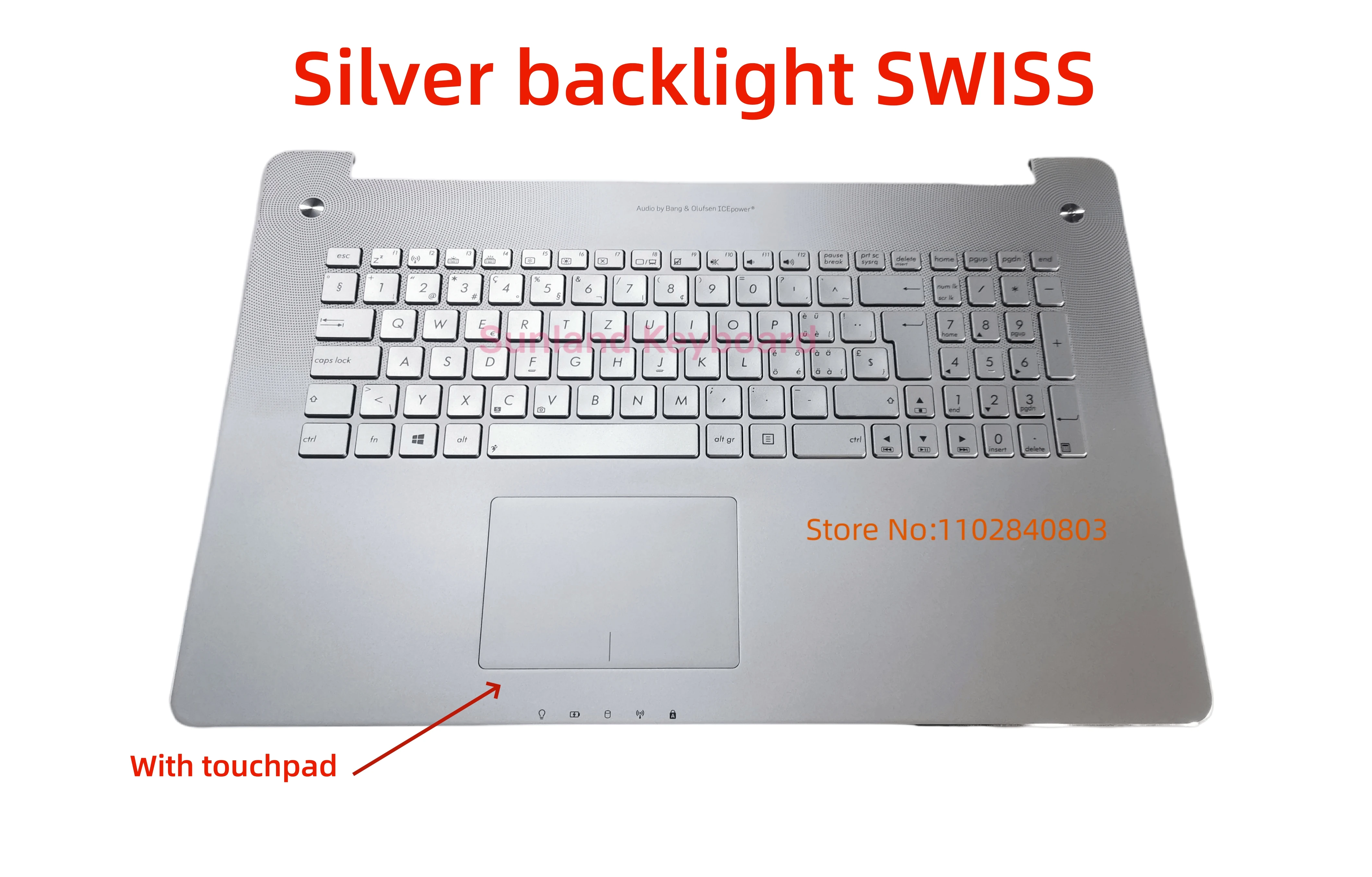 New Original Swiss SW Laptop palmrest Keyboard for ASUS N750 N750J ...