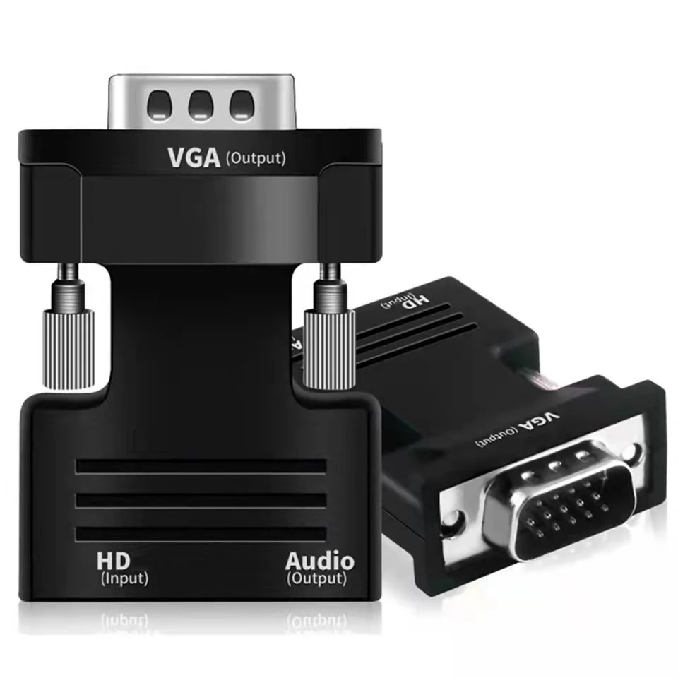 HDMI compatible to VGA Converter with 3.5mm Audio Cable Adapter 1080P ...