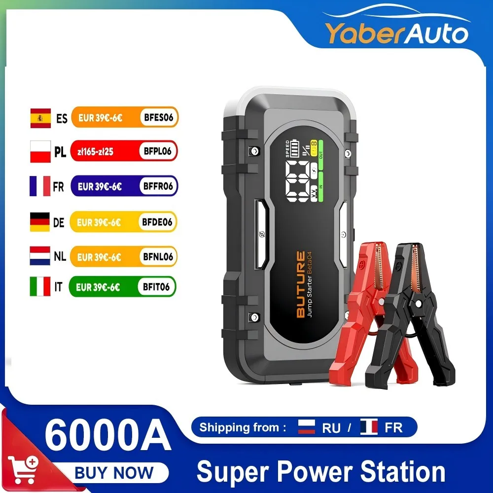 BUTURE-Power-Bank-6000A-Jump-Starter-Portable-Charger-Car-Booster-12V-Auto-Starting-Device ...