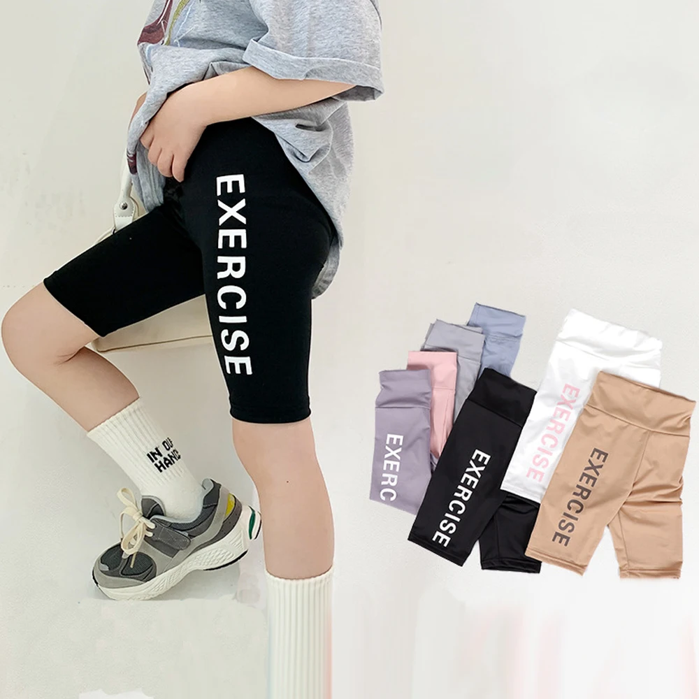 Girls-Shorts-Teenagers-Letter-Print-Bottom-Leggings-Kids-Knee-Length ...