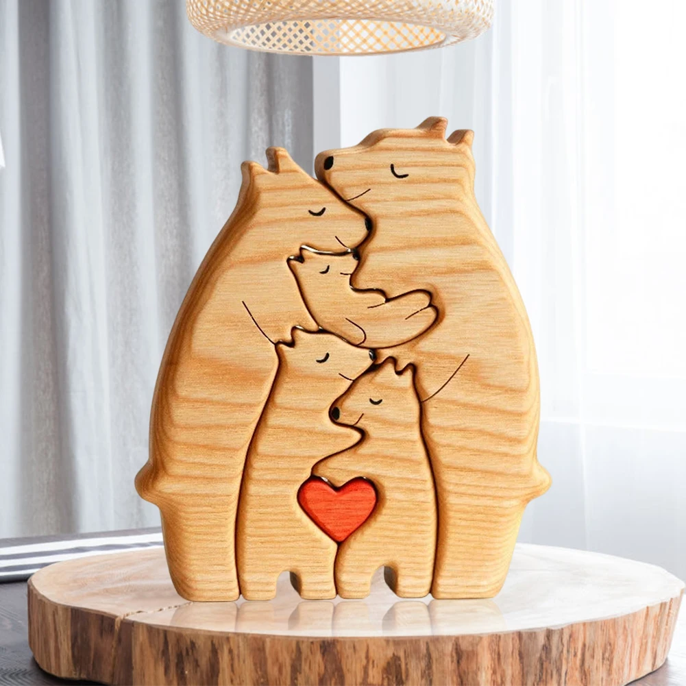 Wooden Family Puzzle Bears Personalised Bear Art Puzzle - Welcome