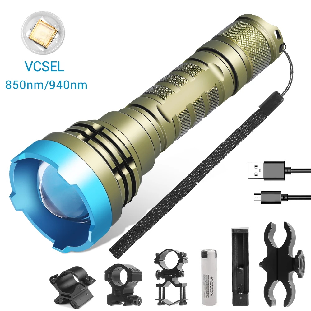 850nm/940nm VCSEL Chip Infrared Flashlight Zoomable IR Illuminator Diode Emitter Hunting Light ...