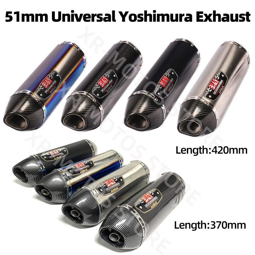 51MM-Universal-370mm-420mm-Yoshimura-Motorcycle-Exhaust-Muffler-Pipe ...
