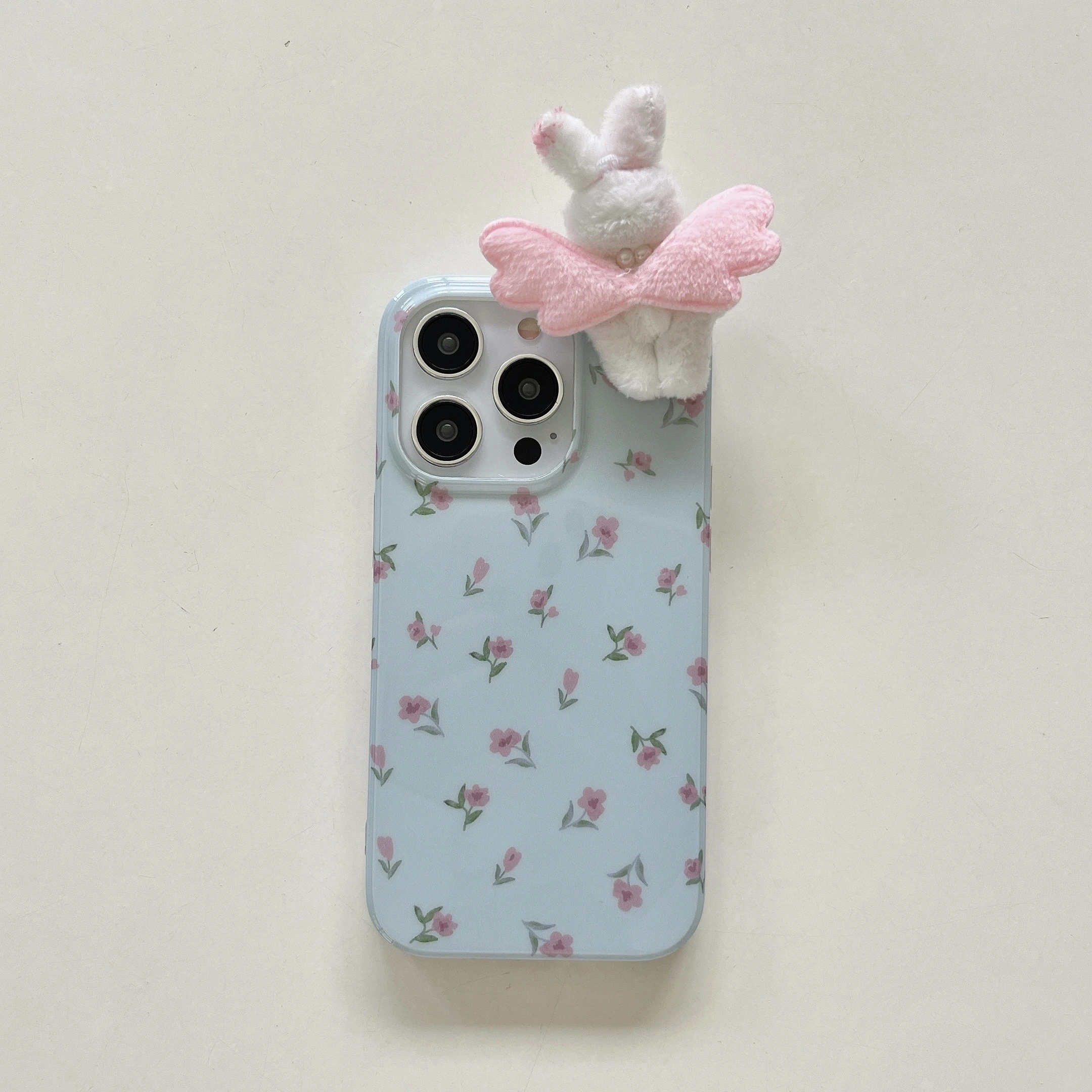 Lovely-INS-Floral-Print-Pink-Rabbit-Angel-Fashionable-Phone-Case-for ...
