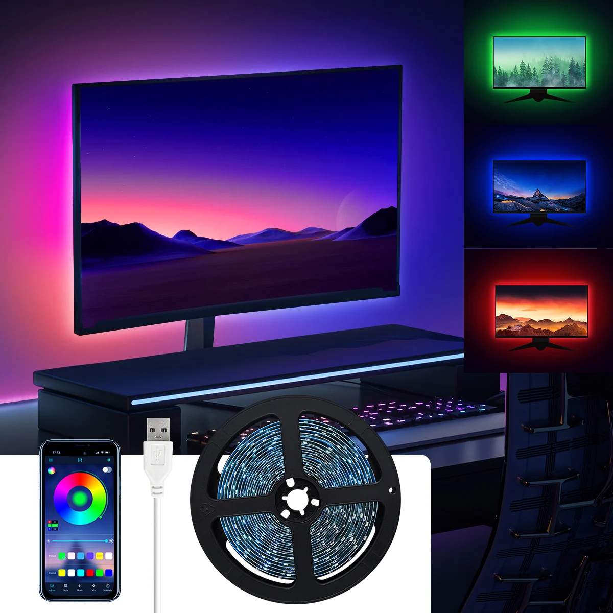 Nexillumi-Ambient-PC-Backlight-Led-Strip-Light-USB-Bluetooth-5050-RGBIC ...
